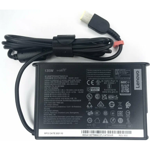 Зарядное устройство 135W / Оригинальный блок питания для ноутбука Lenovo ADL135SCC3A / 20V-6,75A (прямоугольный с иглой)