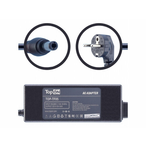 Блок питания TOP-TF05 для монитора 12V 5A 5.5x2.5mm 60W CH-1205
