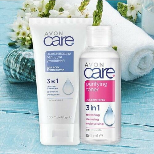 Набор для лица Avon Care: освежающий гель д/умыв, тоник