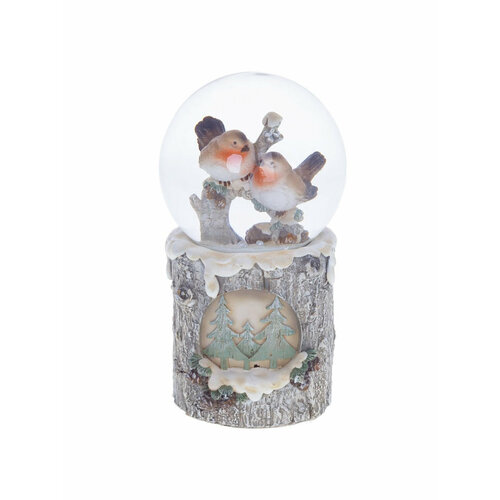 Фигурка новогодняя в стеклянном шаре "Птичка", 8х8х14,5 см