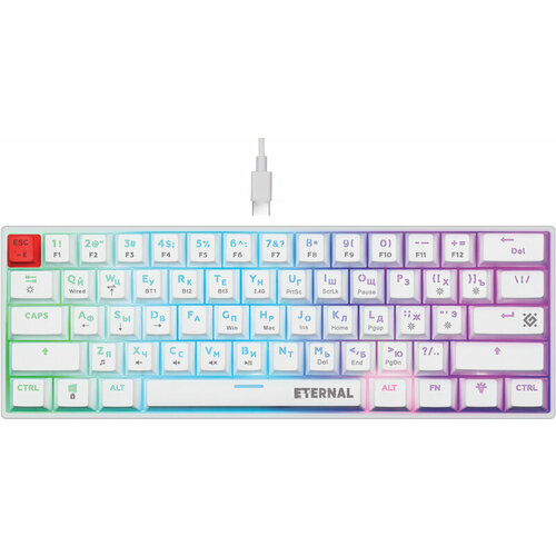 Клавиатура Defender Eternal GK-019 RU, белая, RGB,3в1,61кнопока, механическая