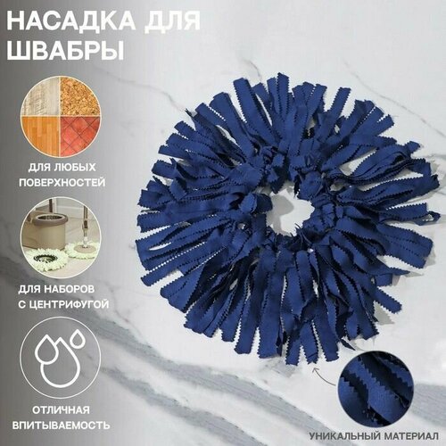 Насадка для швабры Замша, (наборы для уборки с центрифугой), кольцо 16 см, цвет синий