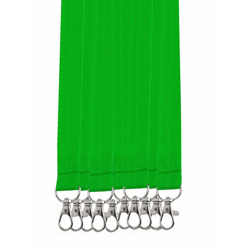 Ланъярд (шнурок) для бейджа с карабином 15 мм, 10 шт, зеленый