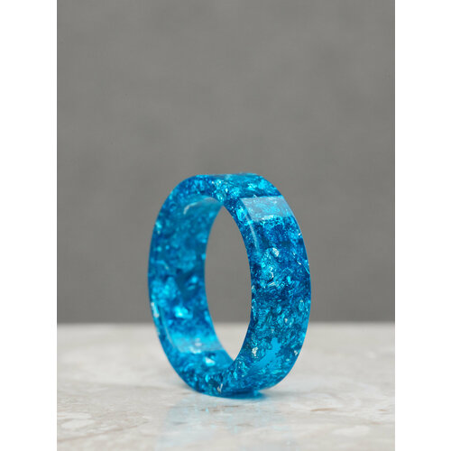 Кольцо, эпоксидная смола, размер 18, синий
