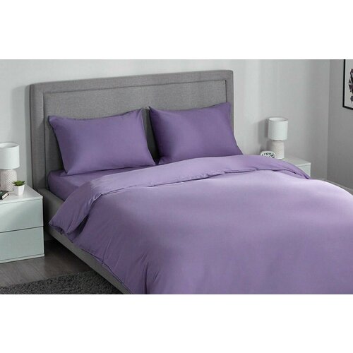 Постельное бельё Maktex из сатина 1,5 спальное Фиолетовый глянцевая Универсал