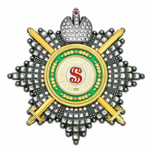 Звезда ордена Святого Станислава с мечами, короной и стразами, полноразмерный муляж Российской империи