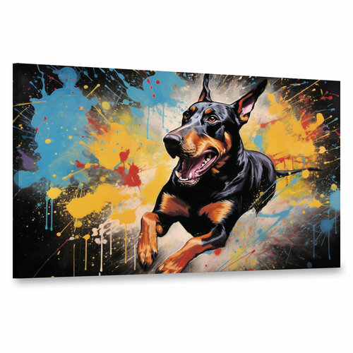 Интерьерная картина 100х60 "Доберман: воплощение страсти"