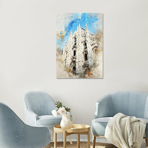 Интерьерная картина на холсте - Милан Италия акварель 50х70