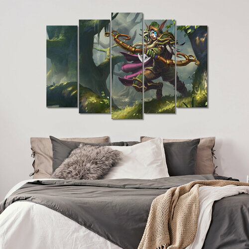 Модульная картина/Модульная картина на холсте в подарок/World of Warcraft Alleria Windrunner/Мир Варкрафта Аллерия Ветрокрылая 125х85