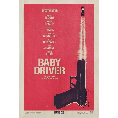 Плакат, постер на холсте Малыш на драйве (Baby Driver), Эдгар Райт. Размер 60 х 84 см