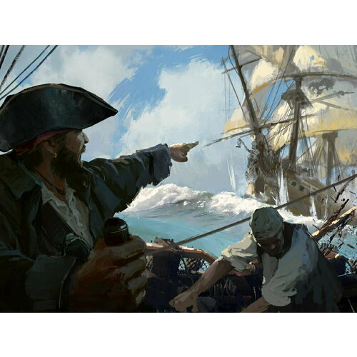 Плакат, постер на бумаге Pirates/Пираты-парусник/искусство/арт/абстракция/творчество. Размер 21 х 30 см