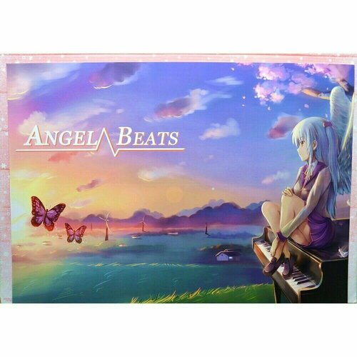 Плакат, постер на бумаге Ангельские Ритмы, Angel Beats poster. Размер 60 х 84 см