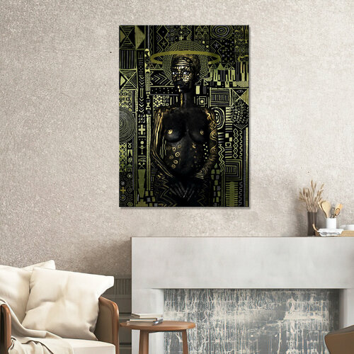 Картина интерьерная-Африканка с золотыми узорами 60х80