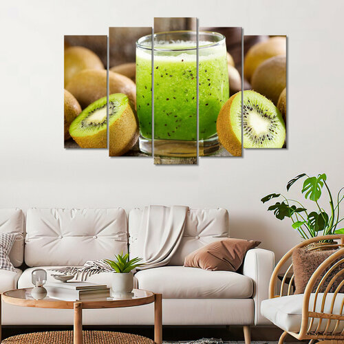 Модульная картина на холсте/Kiwi Drink/Напиток из киви 125х85