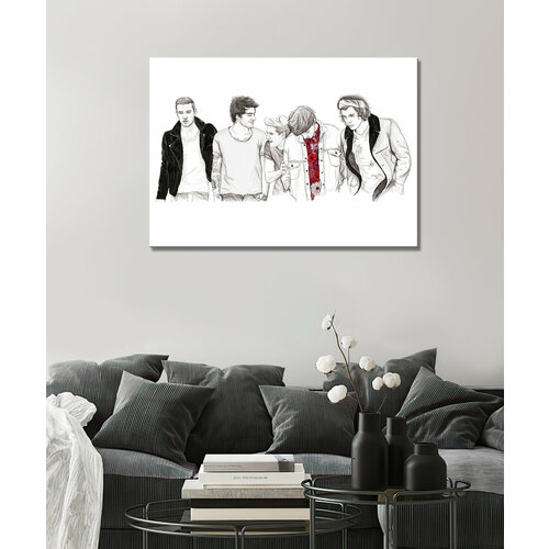 Картина/Картина на холсте для интерьера/Картина на стену/Картина для кухни/ -One Direction рисунок красная рубашка 60х80
