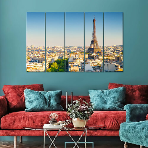 Модульная картина на холсте/ Париж Эйфелева башня (3)/Paris Eiffel Tower (3) 125х80