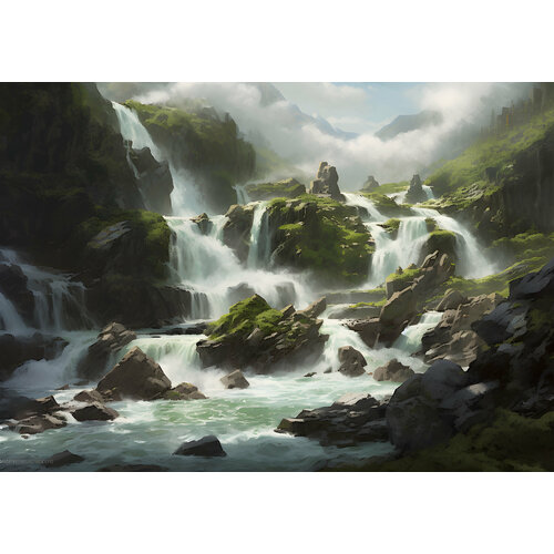 Постер - "Шумные водопады рек"на фотобумаге / А3 / в тубусе без рамы