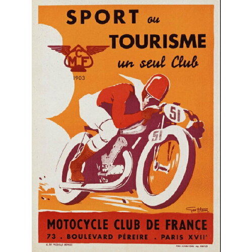 Плакат, постер на холсте Motocycle Club/Мотоциклы/винтажный/ретро. Размер 30 на 42 см