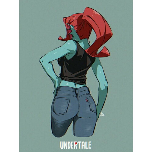 Плакат, постер на холсте Undertale-Undyne/игровые/игра/компьютерные герои персонажи. Размер 60 х 84 см
