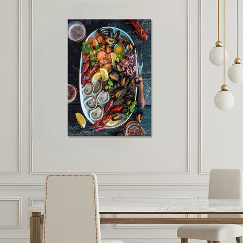 Картина/Картина на холсте для интерьера/Картина на стену/Картина для кухни/ - Морепродукты ассорти(8) 50х70