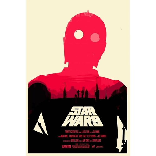 Плакат, постер на бумаге Star Wars-Flat C3PO/Звездные Войны-Ц3ПиО. Размер 30 х 42 см