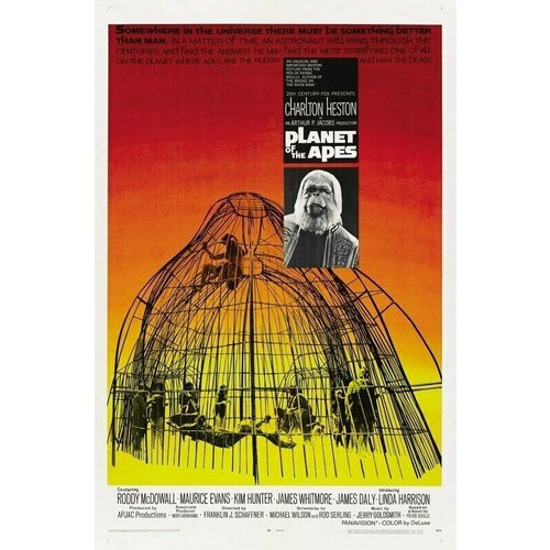 Плакат, постер на холсте Планета обезьян (Planet of the Apes), Франклин Дж. Шаффнер. Размер 60 х 84 см