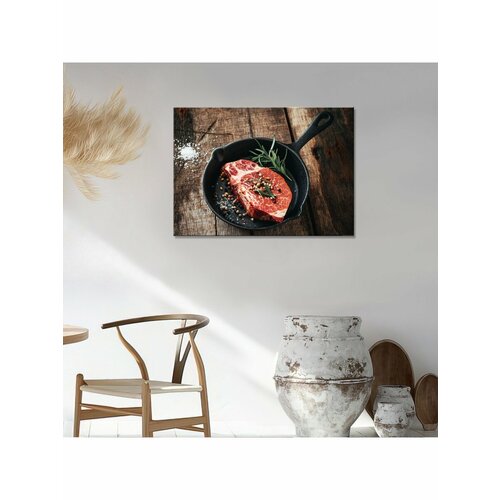 Картина на холсте с подрамником Мясо на сковородке 60х80