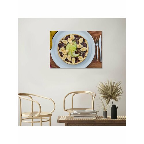 Картина на холсте с подрамником блинчики с бананом и яблоком 40х60
