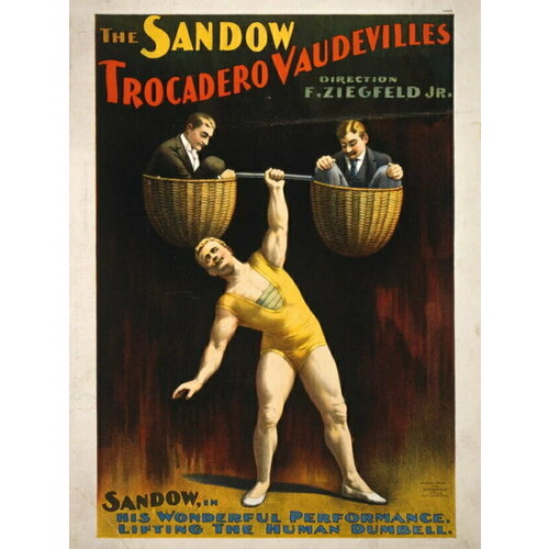 Плакат, постер на бумаге The sandow trocadero vaudevilles/винтажный/ретро. Размер 30 х 42 см