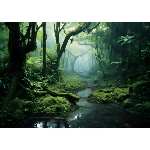 Постер - "Густые тропические леса"на самоклеющейся / А1 / в тубусе без рамы
