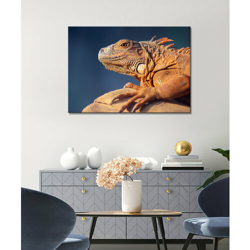 Картина - Игуана, мадагаскарская игуана, коричневая игуана (6) 50х70