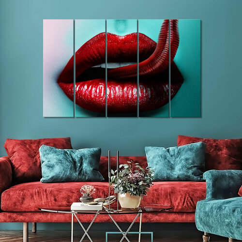 Модульная картина на холсте/ сочные губы/luscious lips 125х80