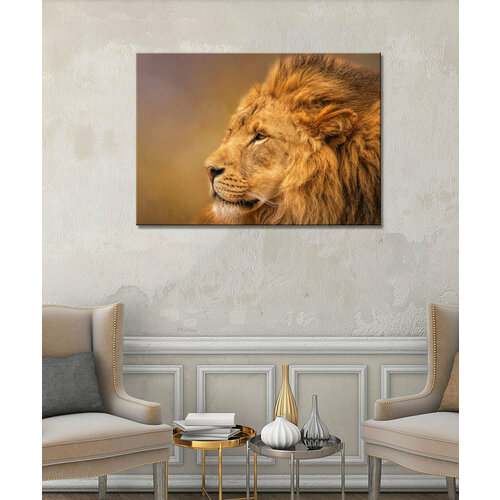 Картина - Лев, лев царь зверей, лев хищник, грива льва (13) 40х60