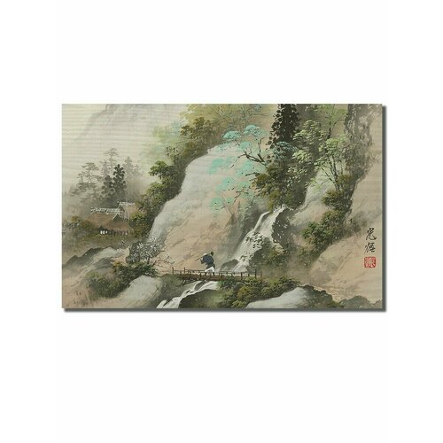Картина интерьерная на дереве, рисунок китайская живопись - 877 Г