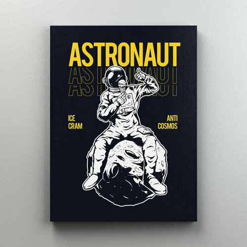 Интерьерная картина на холсте "Винтажный постер - астронавт на комете" размер 22x30 см