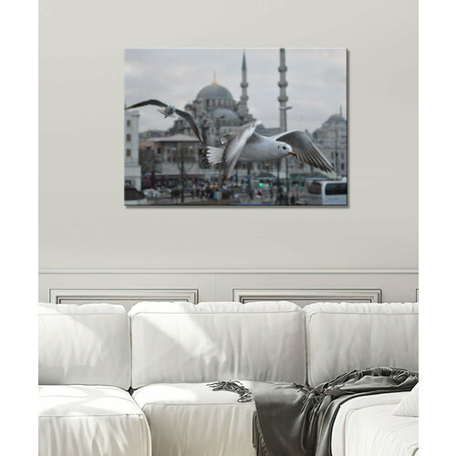 Картина/Картина на холсте для интерьера/Картина на стену/Картина для кухни/ - Стамбул, чайки 2 50х70