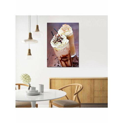 Картина на холсте с подрамником Молочный коктейль со взбитыми сливками 40х60