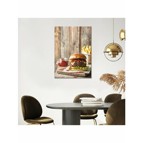 Картина на холсте с подрамником Бургер с картошкой 40х60