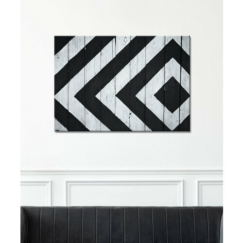 Картина на холсте для интерьера - "Черно-белая графика, геометрия, ромбы 60х80"