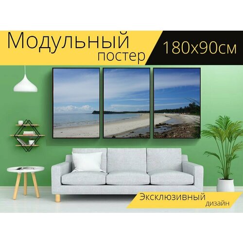 Модульный постер "Пляж чау мин, остров ван дон, куанг нинь" 180 x 90 см. для интерьера