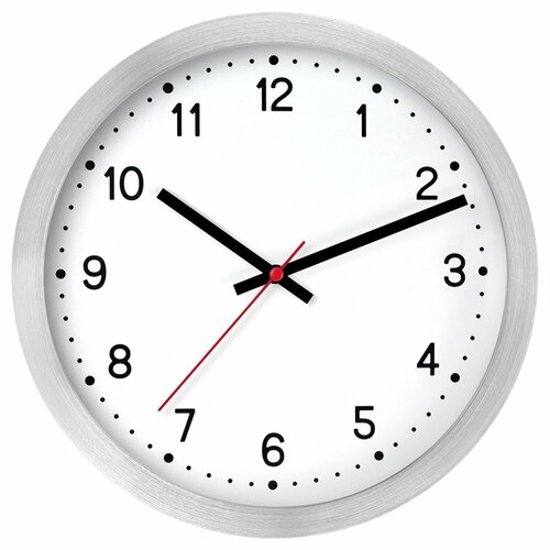 Часы настенные Troyka ход плавный, круглые, 27х27х3,5 см, серебристая рамка (75757701)