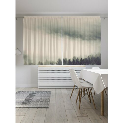 Классические шторы JoyArty "Туман над лесом", серия Oxford DeLux, 2 полотна 145x180 см