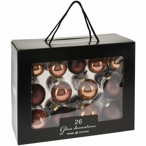 Koopman Набор стеклянных елочных шаров Rosawelle - Chocolate Muss, 5-7 см, 26 шт AVK100070