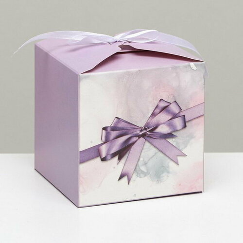 Коробка складная, подушка квадратная, "Фиолетовый бант" 10 x 10 x 10 см, 10 шт.