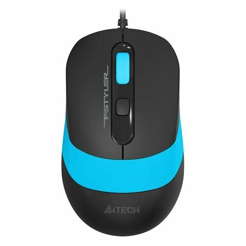 Мышь A4TECH Fstyler FM10S, оптическая, проводная, USB, черный и синий [fm10s usb blue]