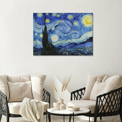 Картина/Картина на холсте/Картина на холсте для интерьера/ Картина на стену/ Картина в подарок для дома/ - Звездная ночь Ван Гог 20х30