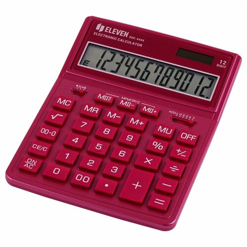 Калькулятор настольный Eleven SDC-444X-PK (12-разрядный) двойное питание, розовый (SDC-444X-PK)