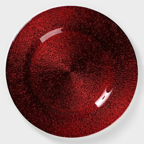 Тарелка стеклянная десертная "Карамель. Красный", d=21 см, цвет красный