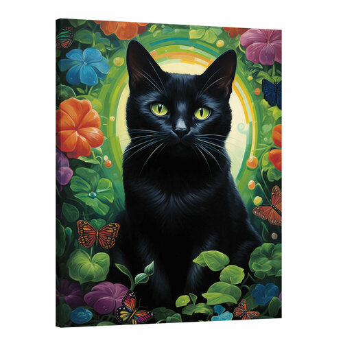 Интерьерная картина 50х70 "Кот и его удача"
