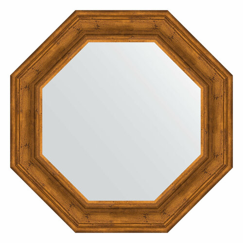 Зеркало настенное Octagon EVOFORM в багетной раме травленая бронза, 69,2х69,2 см, для гостиной, прихожей, кабинета, спальни и ванной комнаты, BY 3824